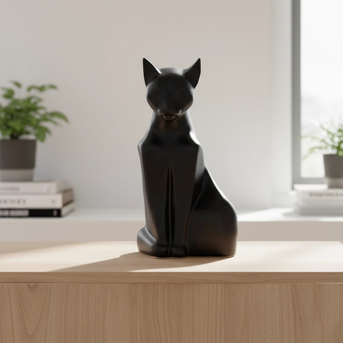 Modern Matte Black Cat Urn | Urns For Angels