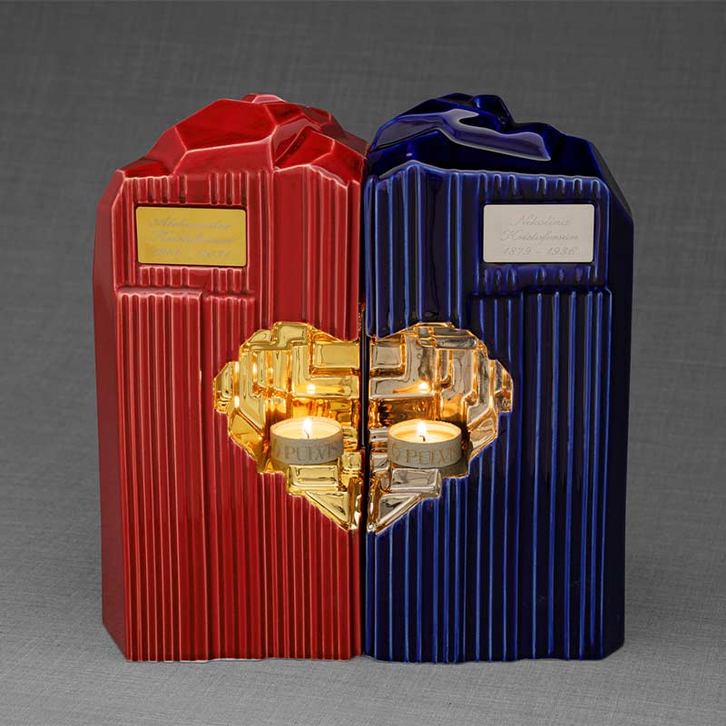 Heart Companion Urns for Two People - Mixed Colours