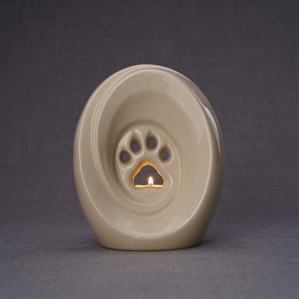 Paw Print Pet Urn in Cream | Urns For Angels