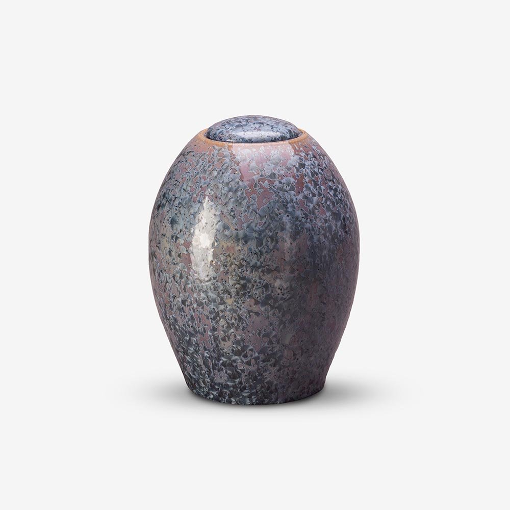 Violet Blue Crystalline Glazed Ceramic Cremation Urn