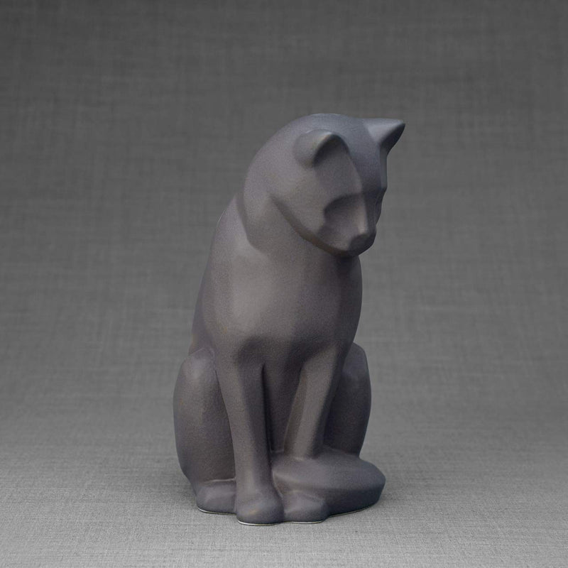 Sitting Cat Urns for Ashes in Matte Grey | Urns For Angels